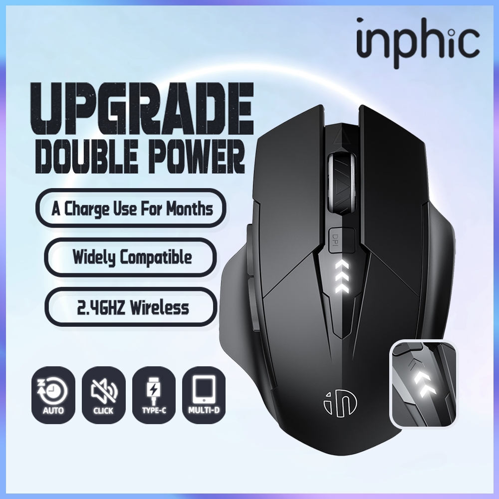 Inphic F1 2.4G Wireless Mouse Rechargeable 500mAh Ergonomic Silent ...