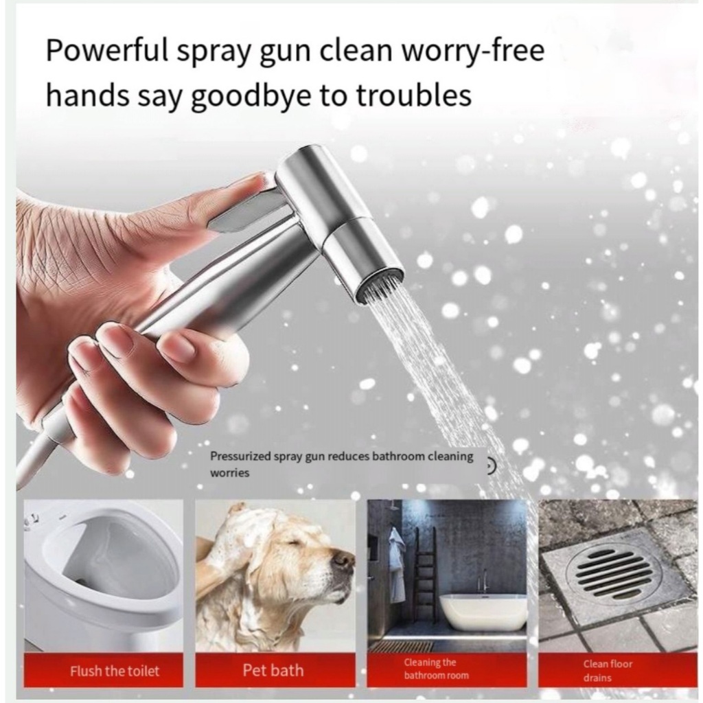 Bidet Spray Gun Set SUS304 Stainless Steel 3In1 Bathroom Toilet Washer ...