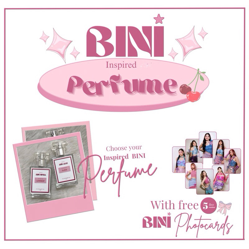 BINI INSPIRED PERFUME WITH 5 FREE PHOTOCARDS 30ML | Shopee Philippines
