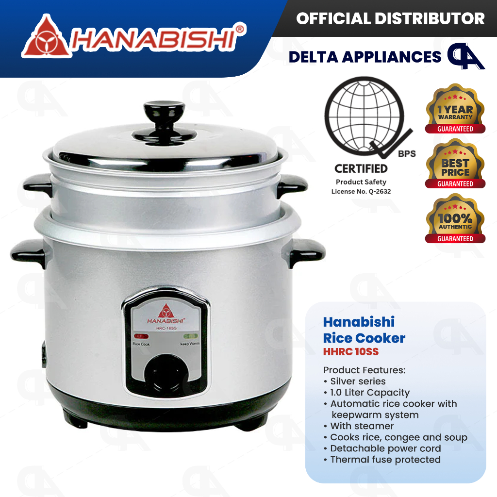 Hanabishi Rice Cooker 1.0L / 1.4L / 1.8L W/ Steamer 5 /7/9 Cups ...
