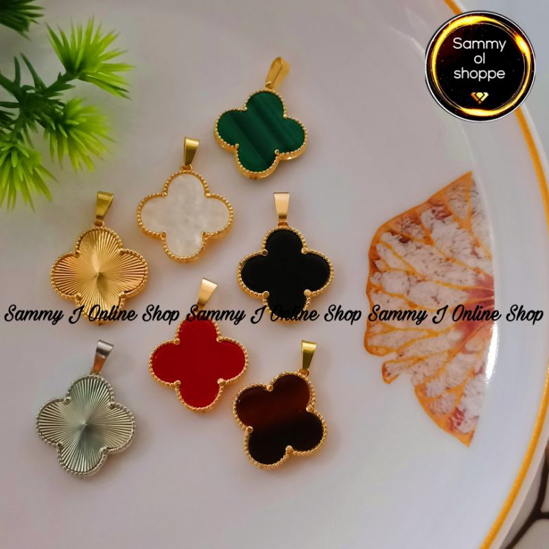 SOS 20mm Fourleaf Clover PENDANT ONLY(Bangkok gold/Reversible) | Shopee ...