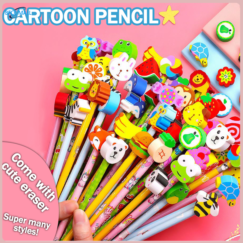 CuteAnimals Pencil with eraser random design school supplies art and ...
