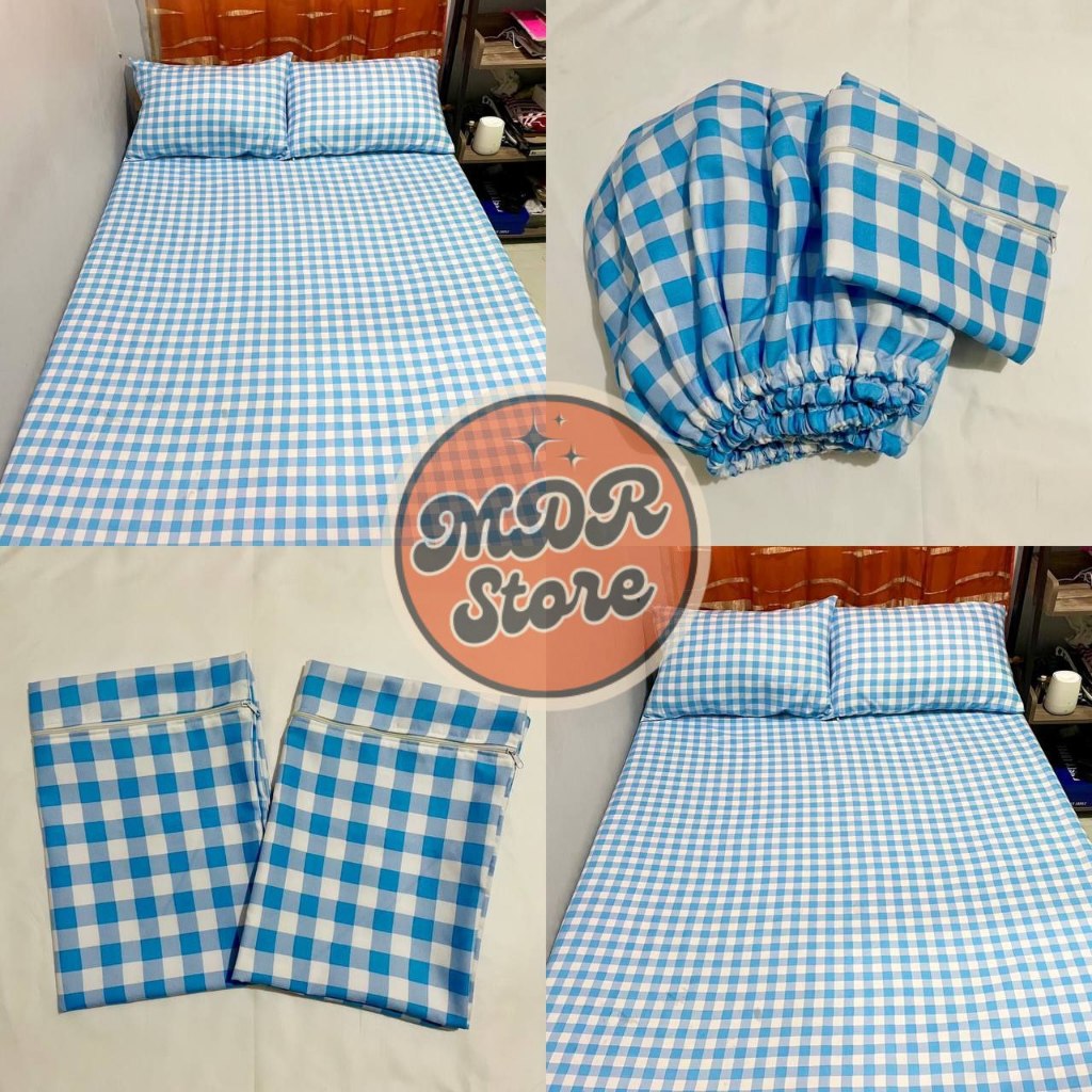 3in1 Checkered Fully Garterized Fitted Bedsheet - Canadian Cotton ...