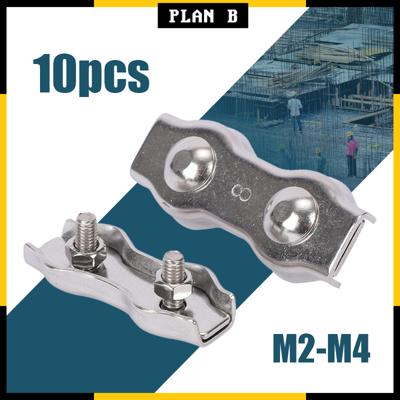 10pcs 304 Stainless Steel Wire Rope Clips Double Grips Cable Clamps For ...