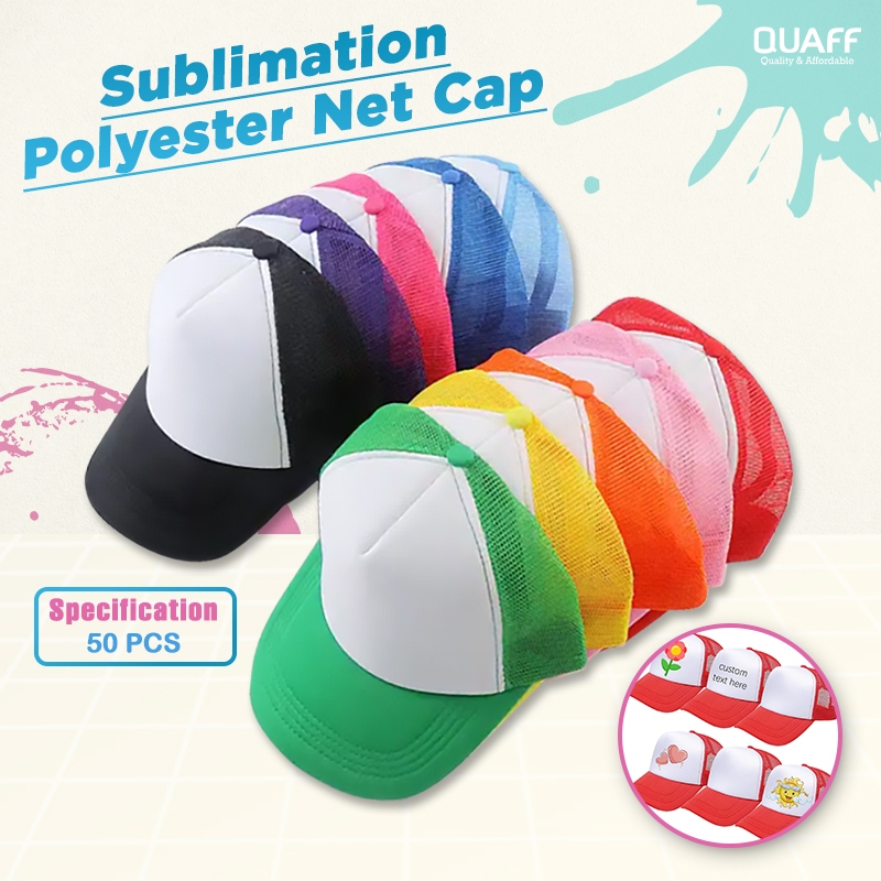 50pcs QUAFF Sublimation Nat Cap Plain Trucker Mesh Net Cap | Shopee ...