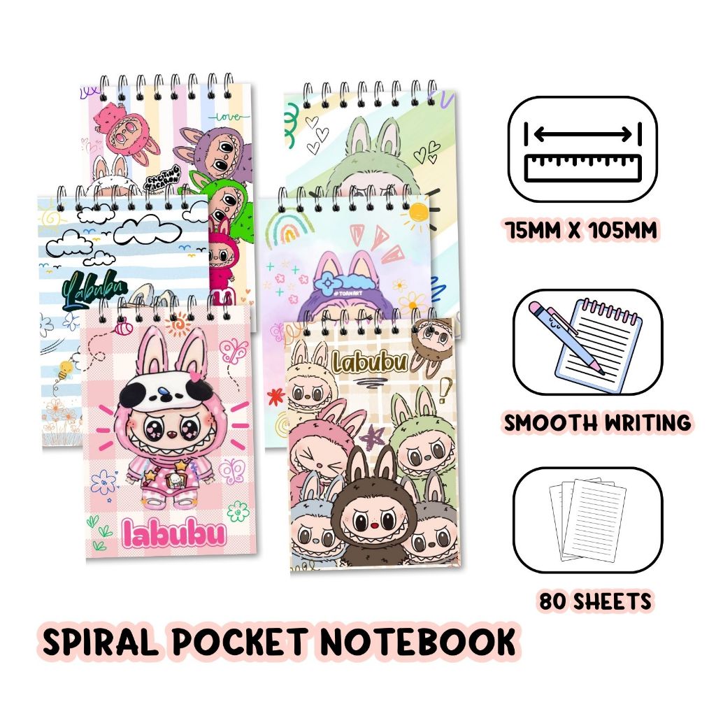 Labubu Spiral Pocket Notebook, Mini Notebook, Labubu Gift Idea | Shopee ...