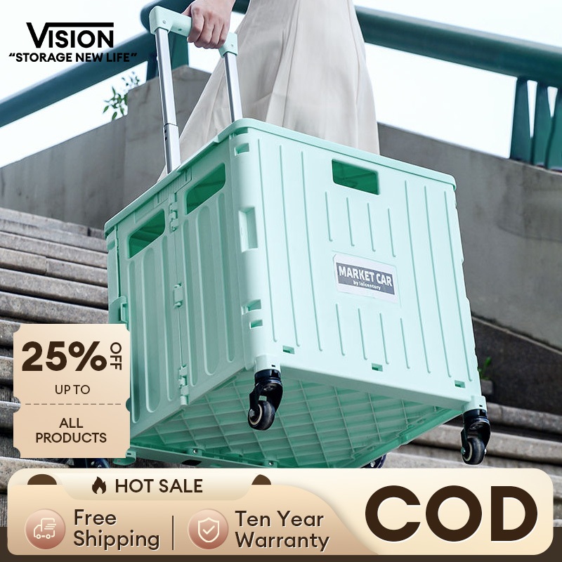 Vision Folding Grocery Shopping Cart Outdoors Multifunctional Storage ...