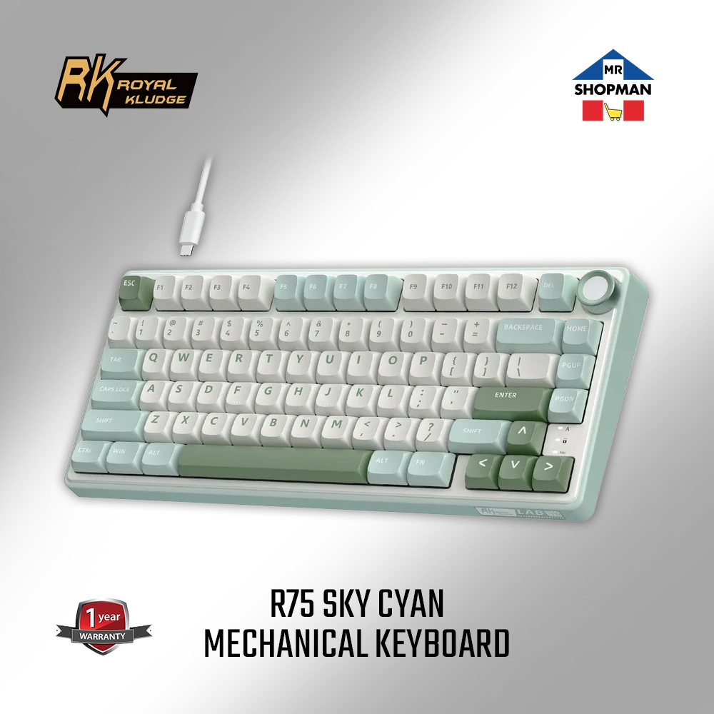 Royal Kludge R75 Sky Cyan WIRED K Silver Switch Hot Swappable ...