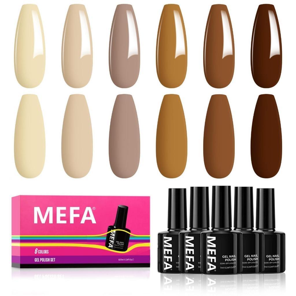 MEFA Gel Nail Polish Set Brown, 6 Colors Chocolate Coffee Collection ...