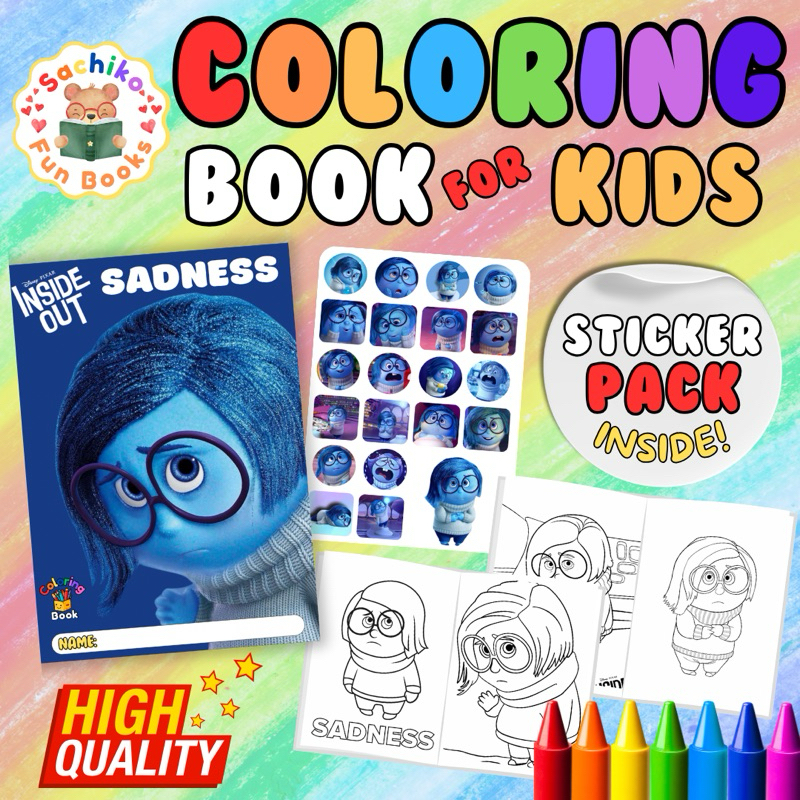 SADNESS INSIDE OUT DISNEY PIXAR COLORING BOOK WITH STICKER PACK SACHIKO ...