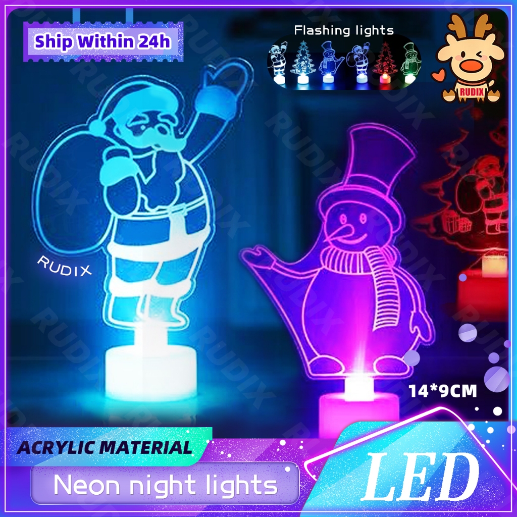 RUDIX Christmas Santa Claus Night Light LED Acrylic Colorful Flashing ...