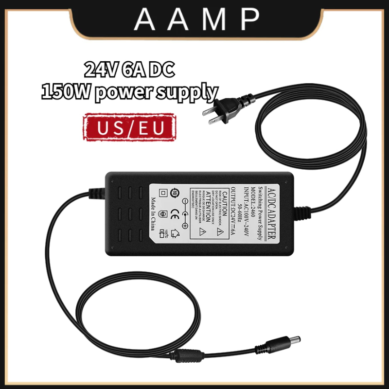 DC24V 6A Adapter US EU Plug 150W Power Supply Transformer LED Driver ...