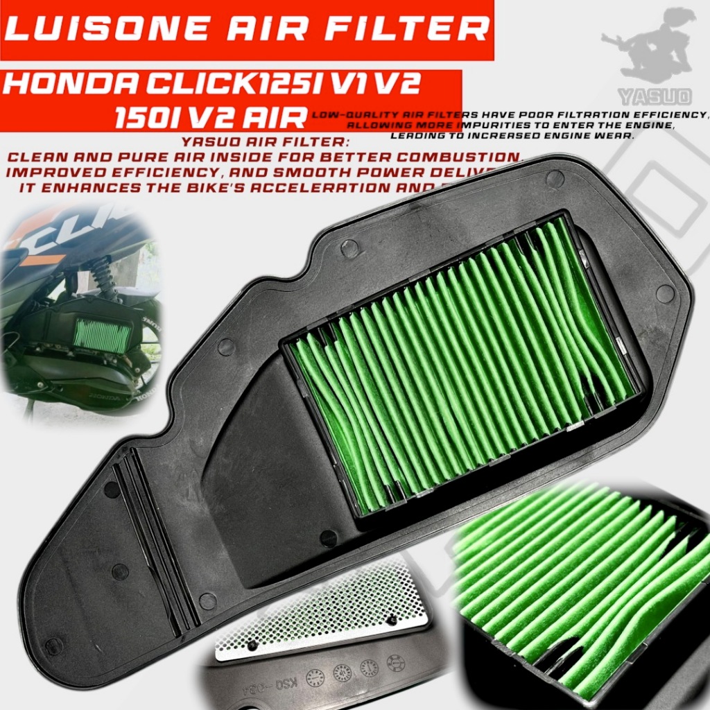 YASUO Air Filter Element CLICK 125i v1 v2 v3 150i v2 air cleaner element high quality flow ...