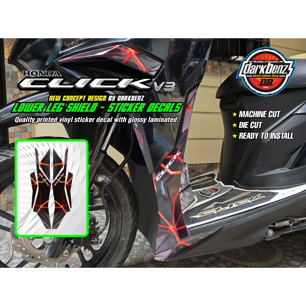 Honda Click V3 New Concept "H" for Side Fairing Printed Sticker Decals ...