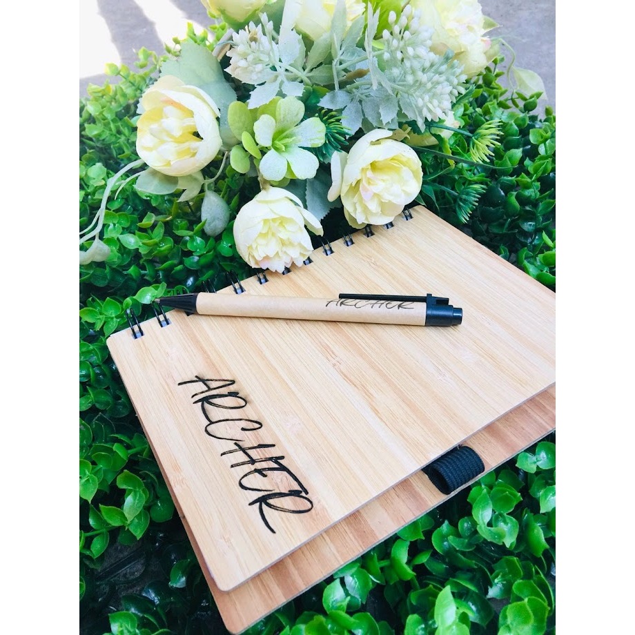 Personalized Bamboo Notebook with Pen Engrave for Christmas gifts ...