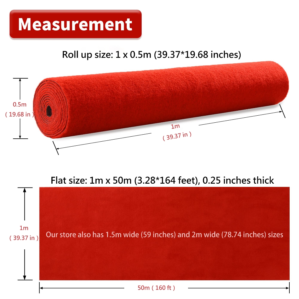 W: 1M Red Carpet Vinyl，Red Mat Aisle Red Carpet For Birthday New Year ...