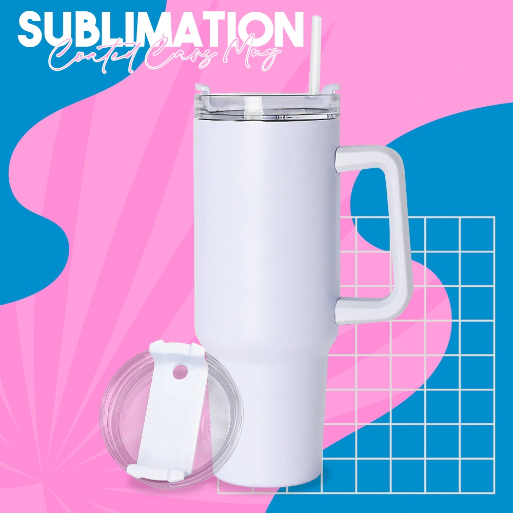 Sublimation Coated Car Mug Handle Cup With Straw 1200ml | Shopee ...