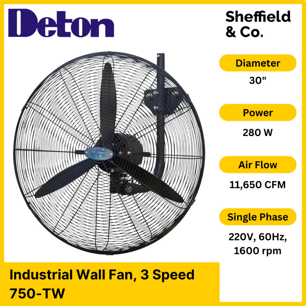 DETON Industrial Wall Fan (30") 3 Speed (11600CFM) (280W) (DF750-TW ...