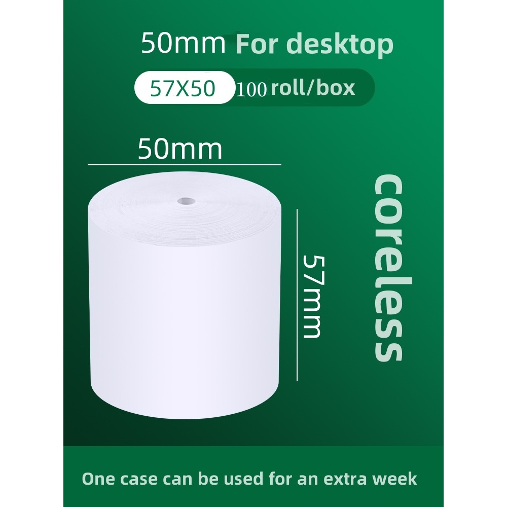 100 rolls Thermal Paper Coreless 57mm x 50mm for Thermal Printer ...