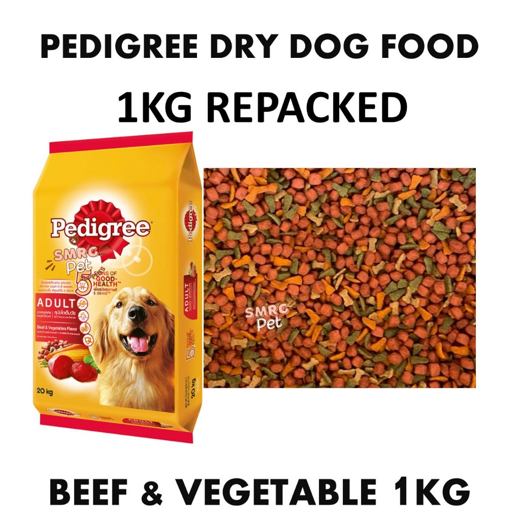Pet Kingdom Pedigree Dry Dog Food Adult Beef & Vegetable 1kg Repacked | Shopee Philippines
