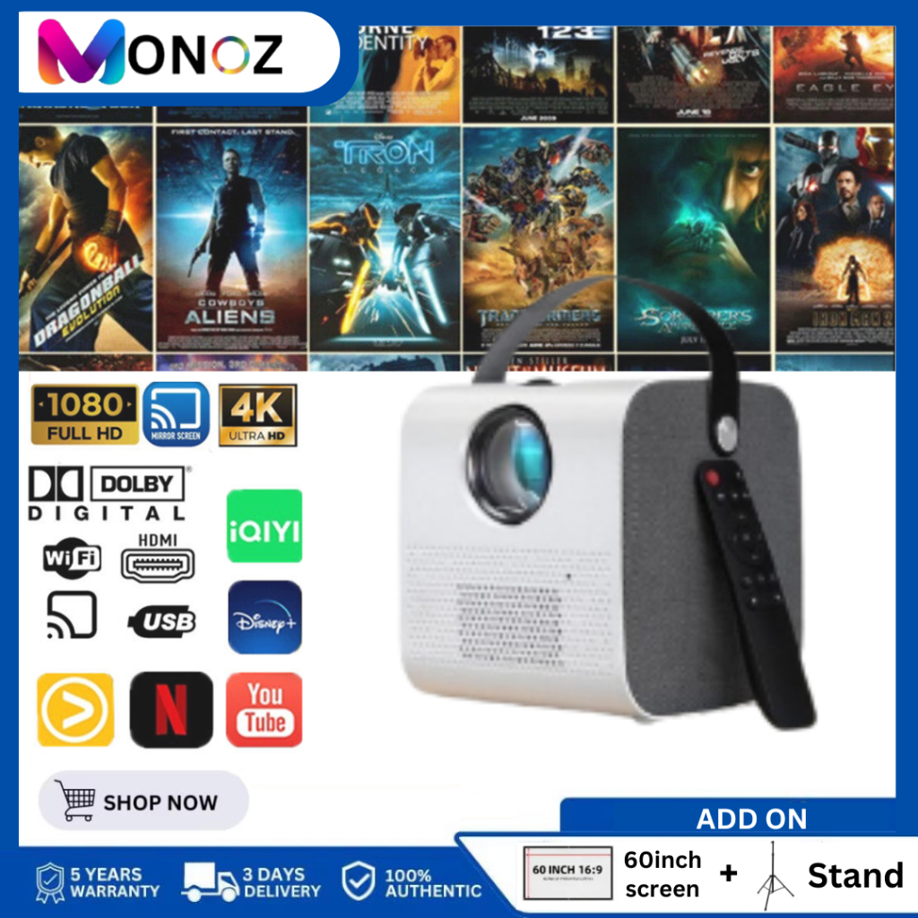 Q3 PRO Portable Smart Mini 4K Full HD Projector IOS / Android WiFi Bluetooth HDMI Projector ...