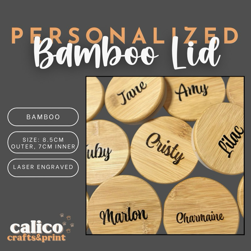 Personalized Bamboo Lid – Custom Engraved for Personal Use, Gifts ...