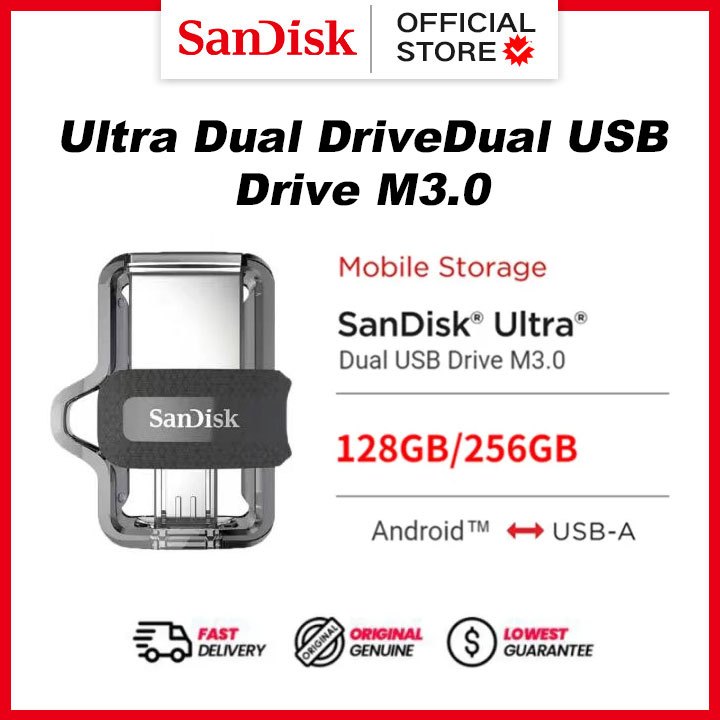 SanDisk Ultra Dual Drive M3.0 (SDDD3) ~ 128GB/256GB OTG/128GB Dual ...