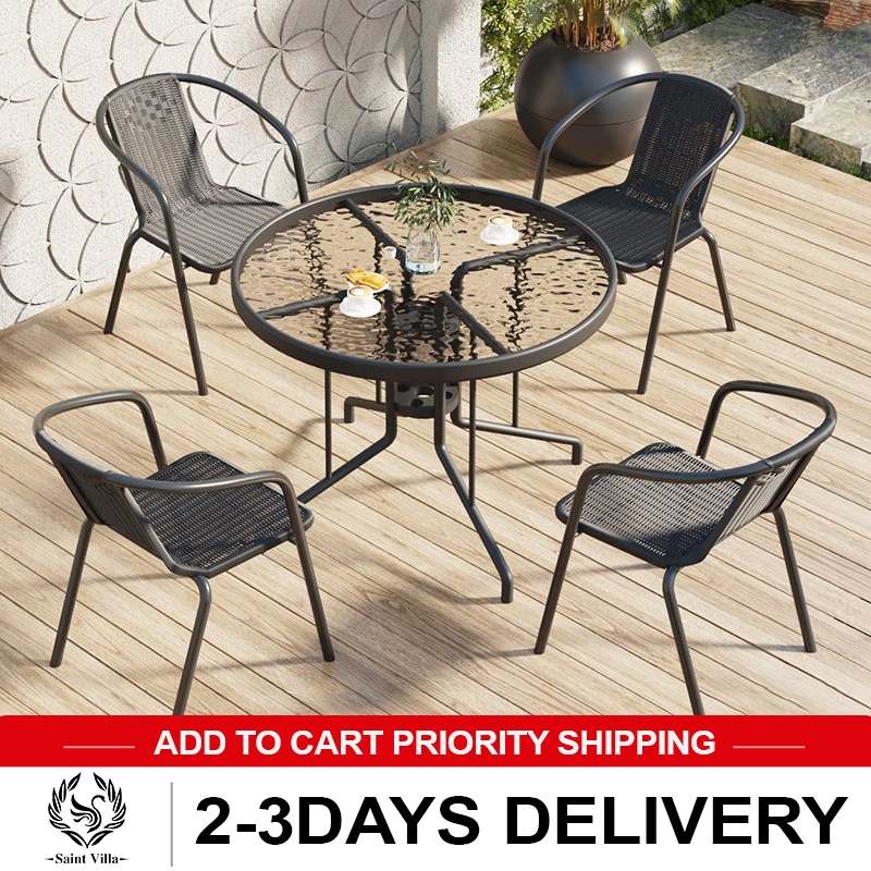 Saint Villa Outdoor Furniture Garden Set Table and Chairs For Balcony ...