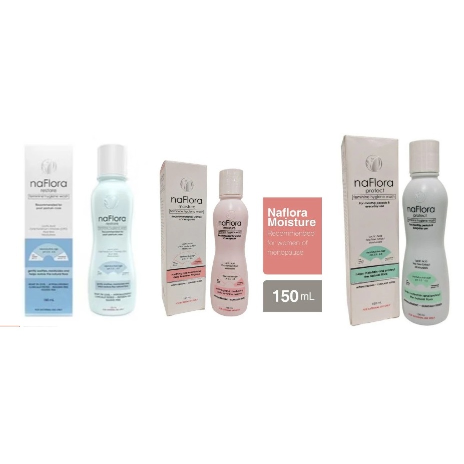 NAFLORA Feminine Hygiene Wash 150ml (Moisture,Restore,Protect) | Shopee ...