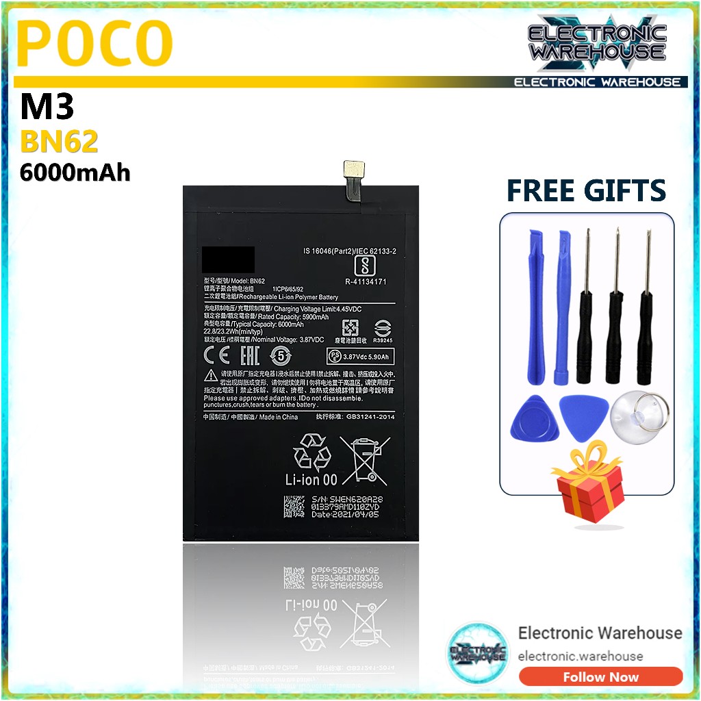 Battery for Poco M3 BN62 | M2010J19CG M2010J19CI | Shopee Philippines
