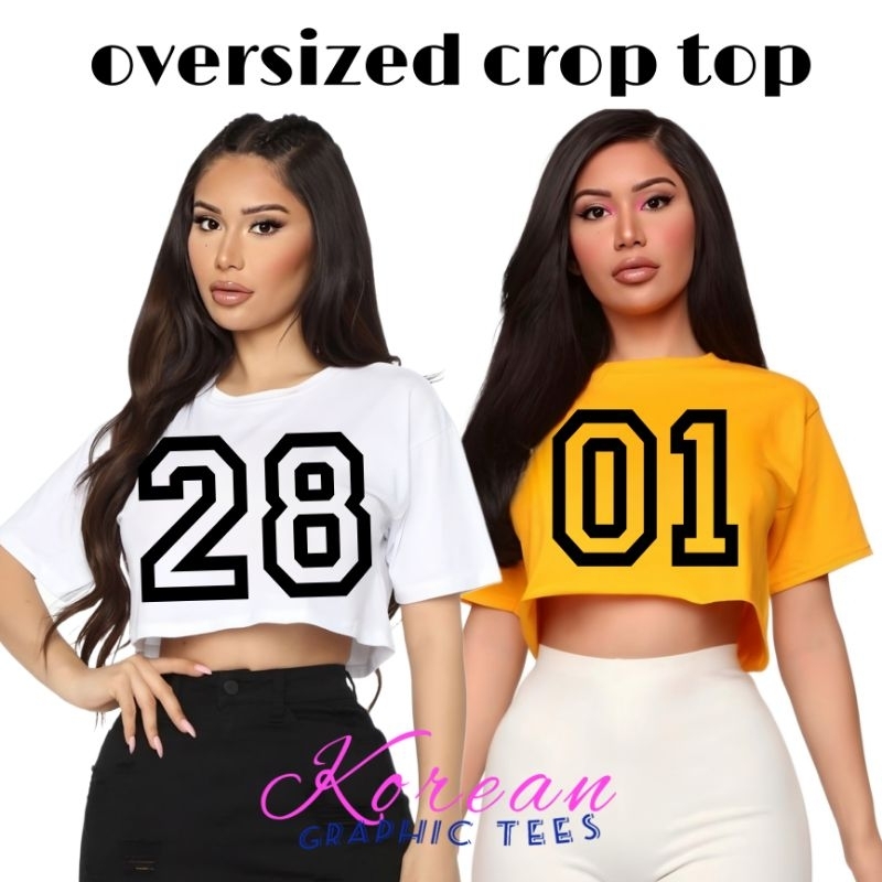 LOOSE CROP TOP NUMBER NUMERIC DESIGN NO BAKBAK | Shopee Philippines