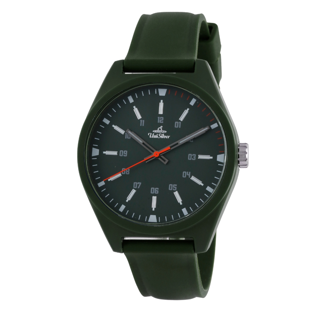UniSilver TIME Men's large Navy Green Analog Rubber watch KW4945-1004 ...