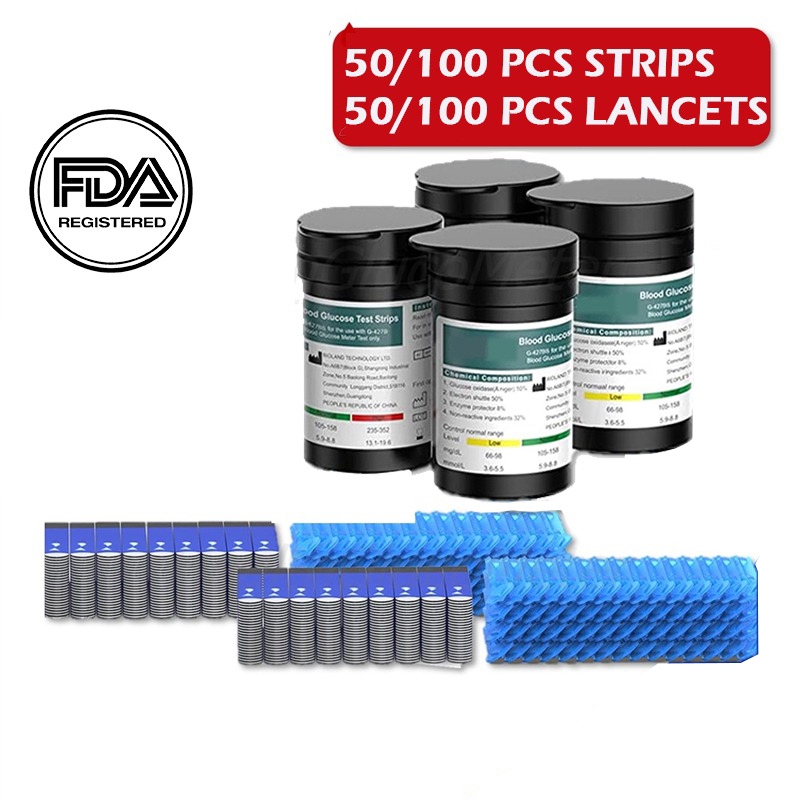 Original Blood Glucose Test Strips and Lancets for Glucometer 50/100PCS ...