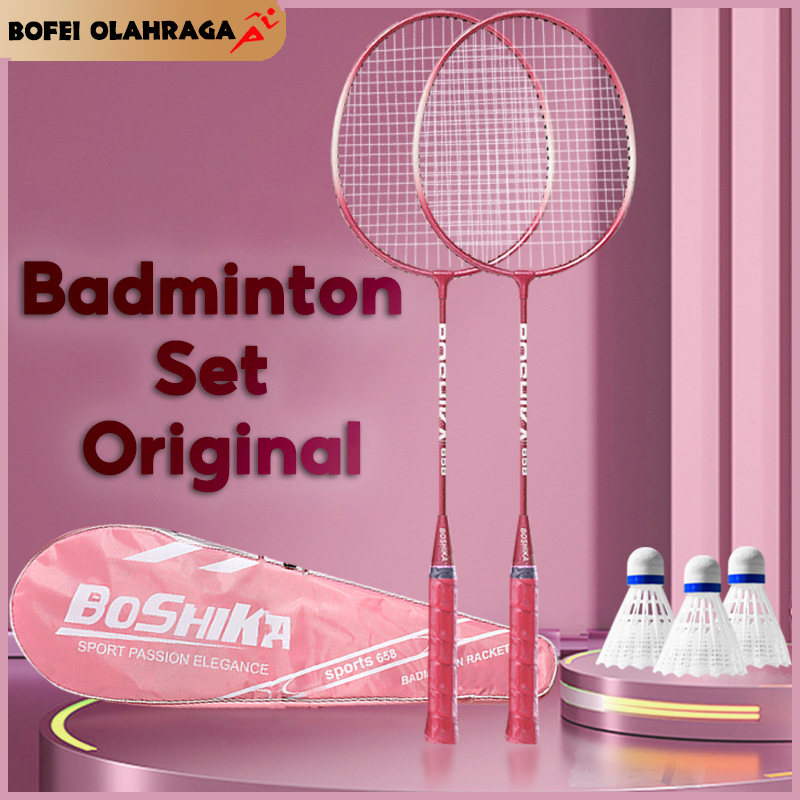 【2PCS】Badminton Racket Original Set Couple Alloy Split Racket Student ...