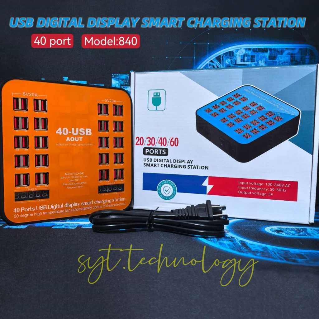 WLX 840 40 ports smart usb hub digital display charging station ...