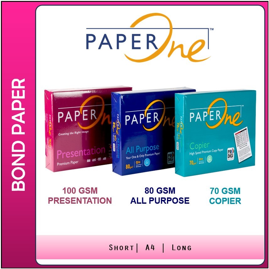PAPERONE Bondpaper Typewriting Copy Paper A4 Short Long 70gsm 80gsm 100gsm Typing Printing ...
