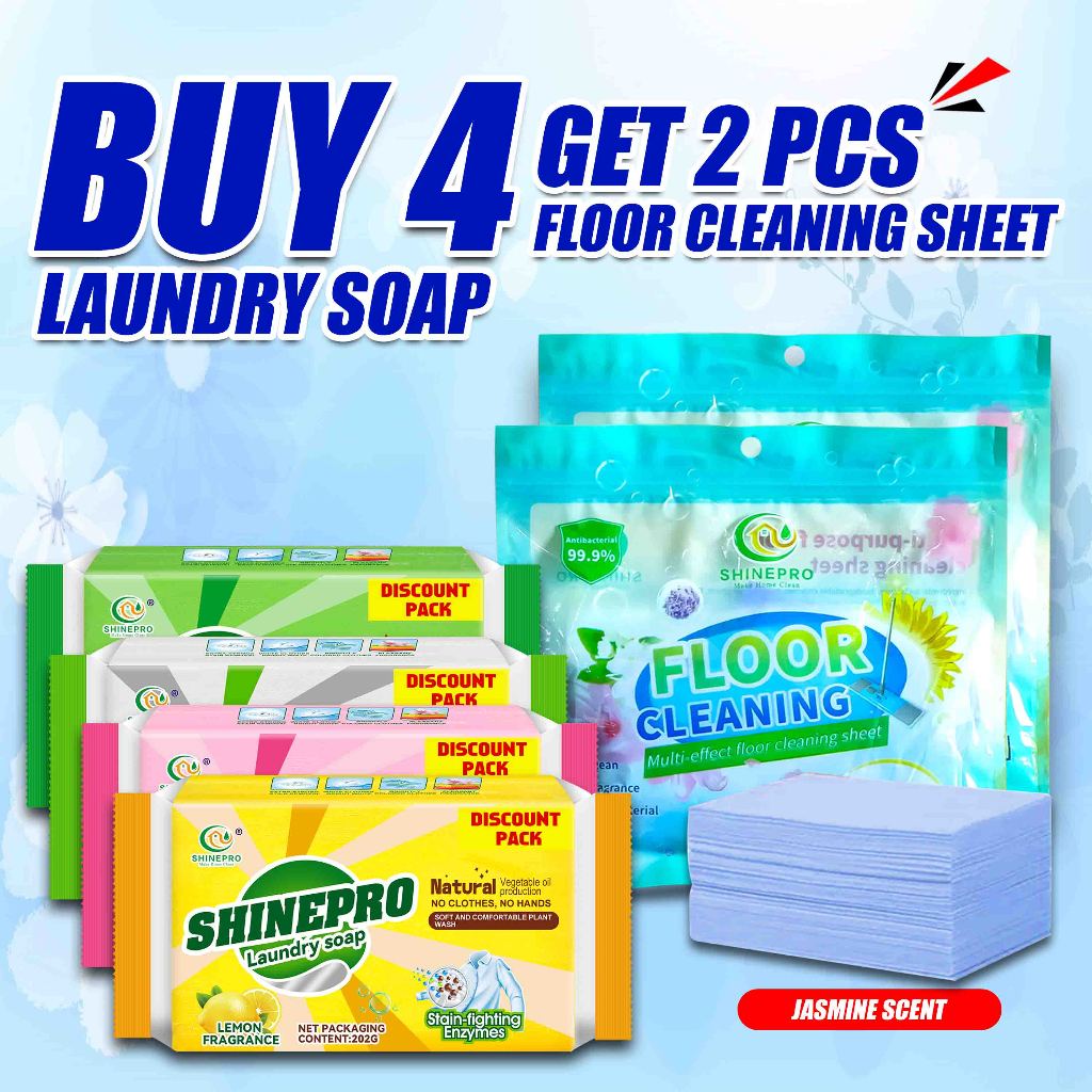 Buy4 Laundry Soap + Get2 Floor Cleaning Sheet, Clean Home, White ...