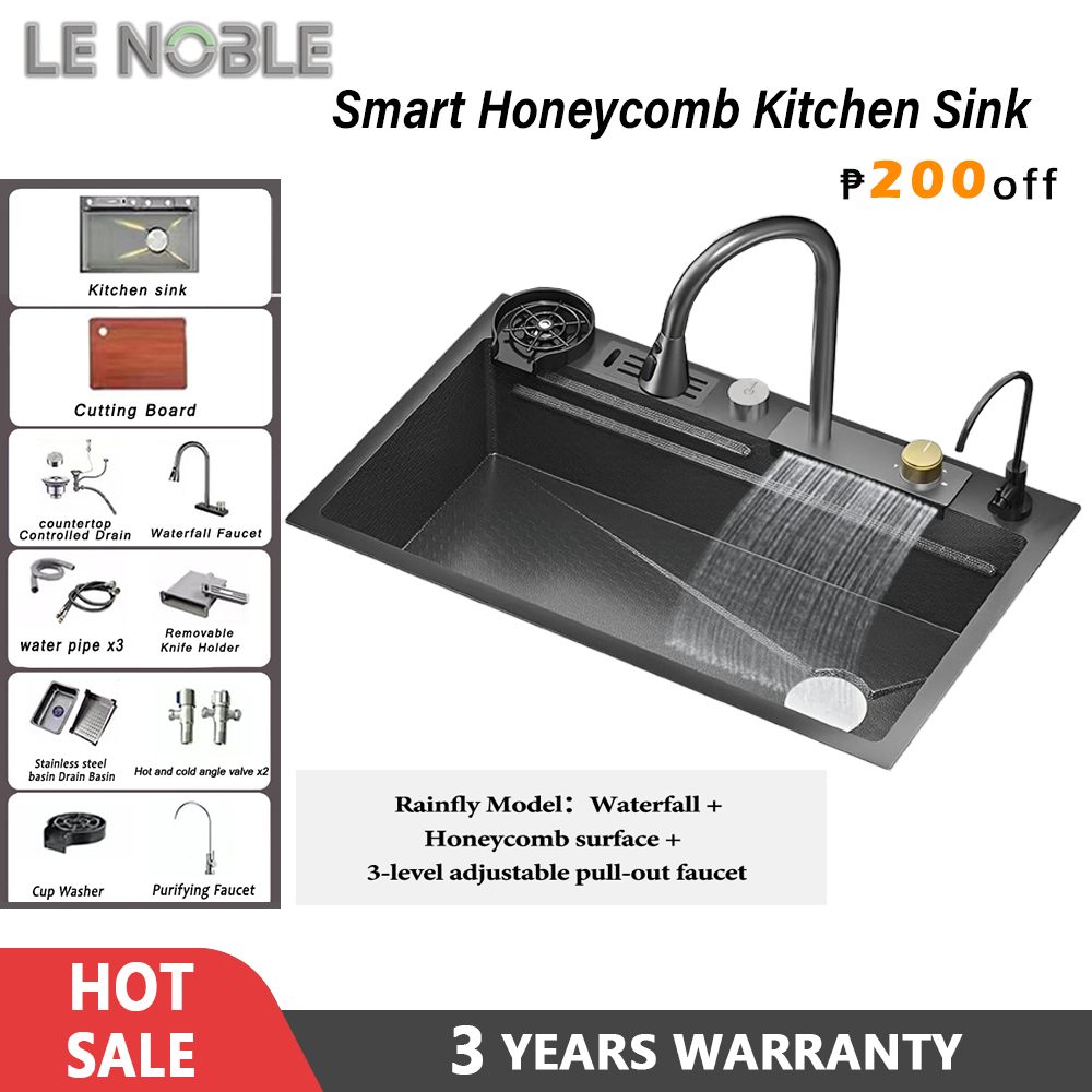 Kitchen Sink SUS304 Stainless Steel Sink 3.0MM With Waterfall Pull-out ...