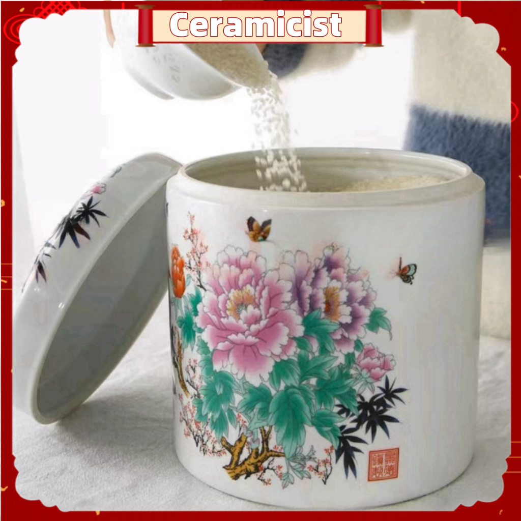 rice storage container 5kg/kilos Ceramic airtight porcelain big jar ...