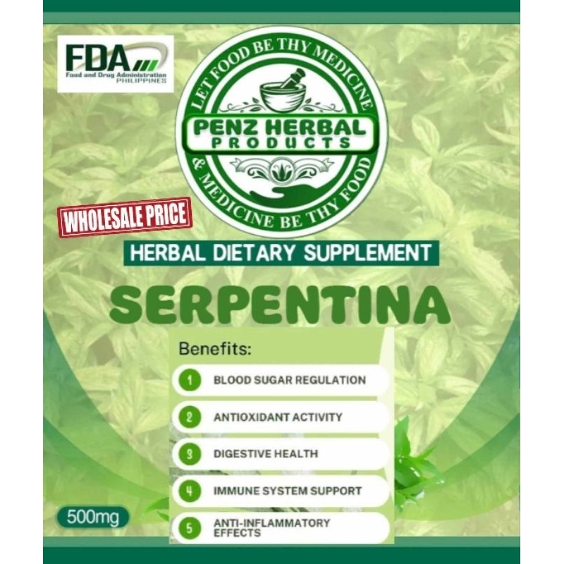 ORGANIC SERPENTINA CAPSULE 100 CAPSULE 500mg | Shopee Philippines