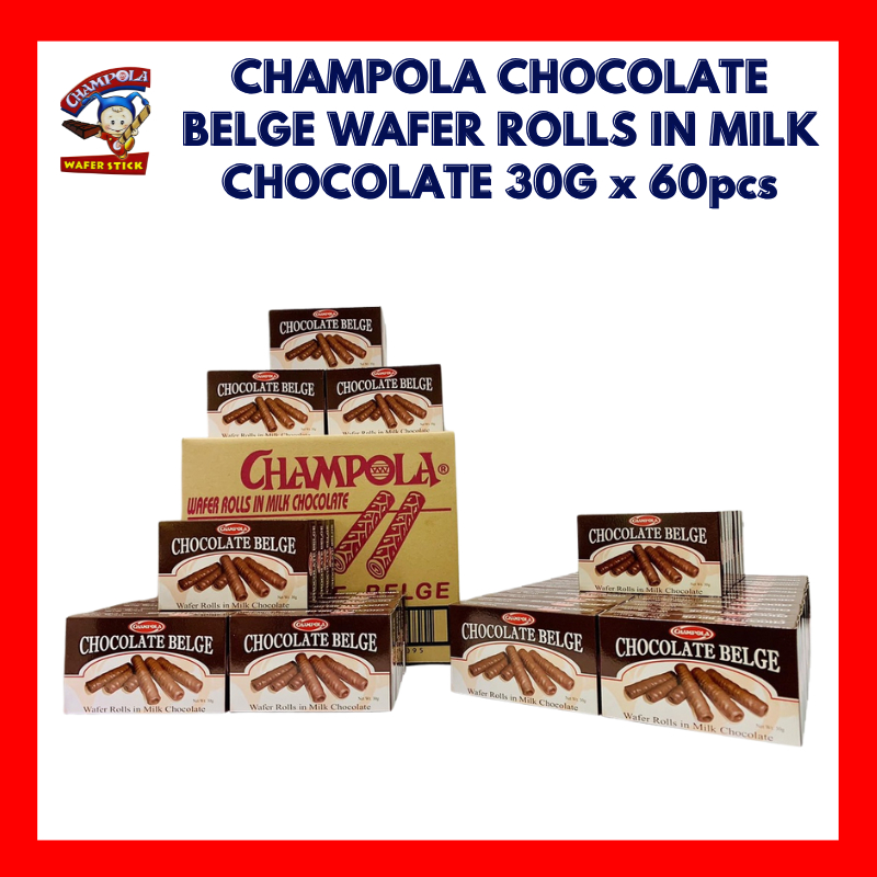 CHAMPOLA CHOCOLATE BELGE WAFER ROLLS IN MILK CHOCOLATE 30g x 60pcs ...