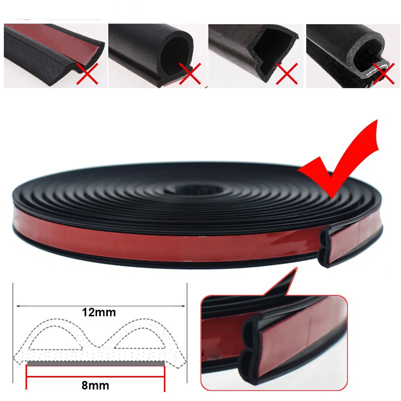 5 Meters B Type Car Door Sealing Strip Adhesive Car Universal Sound ...