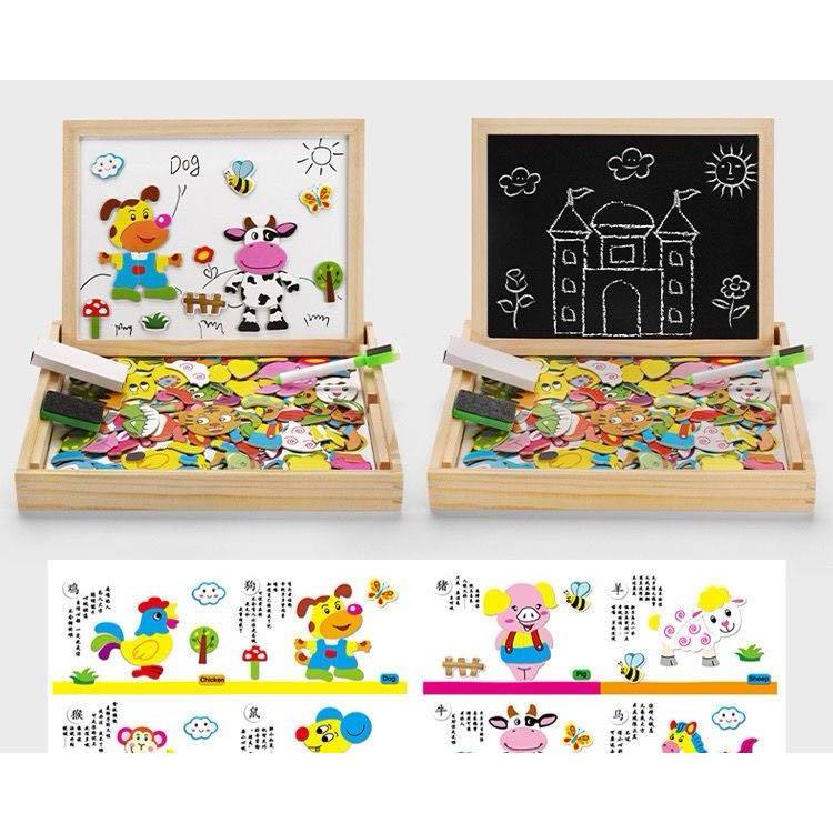 2 sided white and black board with animals magnetic puzzle education ...