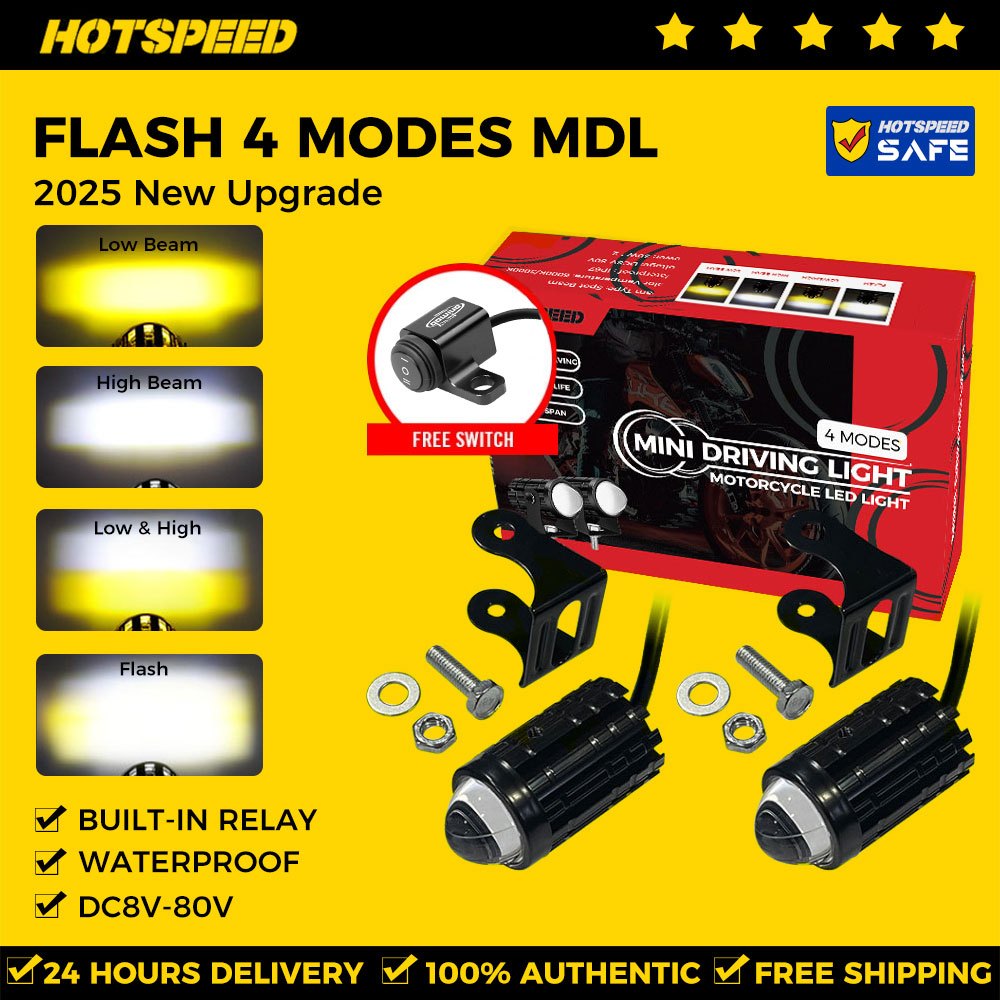 Hotspeed Mini Driving Light 4 Modes Led Headlight For Motorcycle 60w