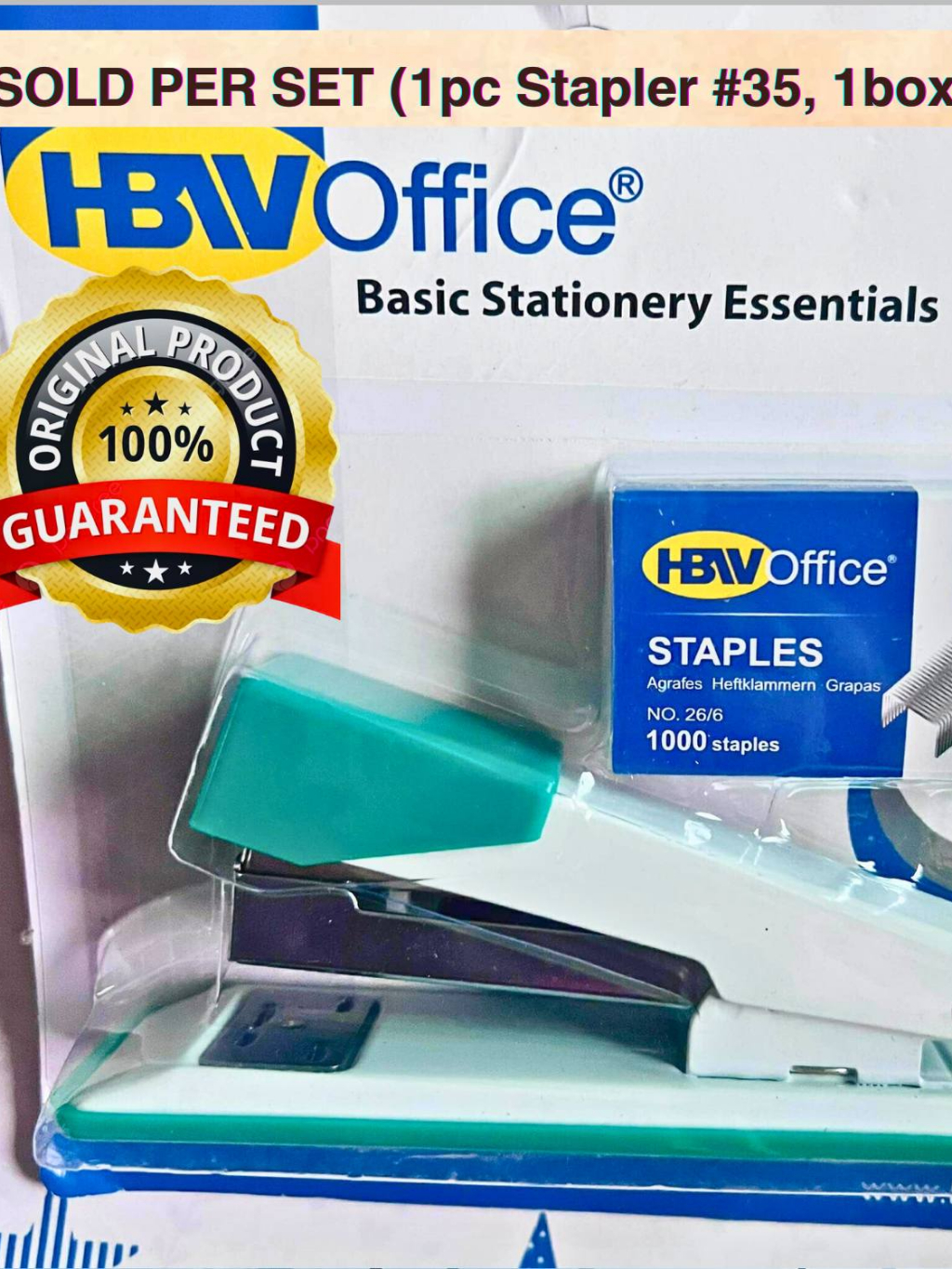 HBW office Stapler Set No. STR-2445-2B ( 1-pc Stapler #35, 1-box No. 26 ...
