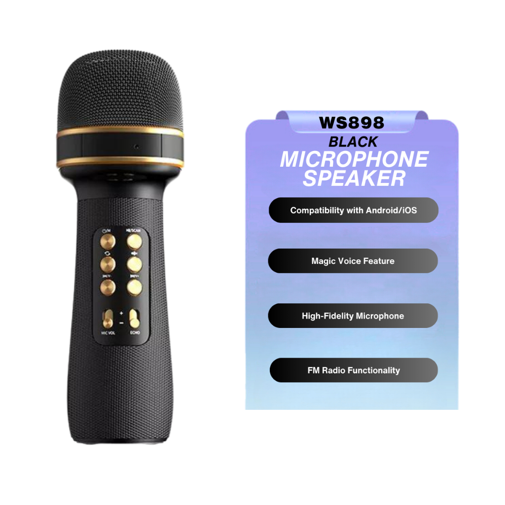 Handheld Wireless Microphone WS898 KTV Karaoke with Built-in Bluetooth Speaker | Shopee Philippines