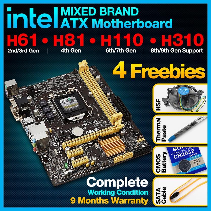 H310 H110 H81 Q67 Motherboard for 2nd 3rd 4th 6th 7th 8th 9th Gen - LGA ...