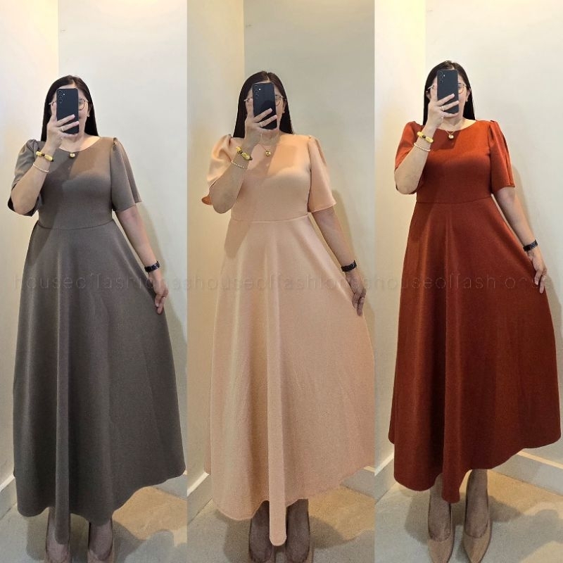 FYANG PLAIN NEOPRENE PUFF SLEEVE FORMAL MAXI DRESS BY:HOUSEOFFASHIONS ...