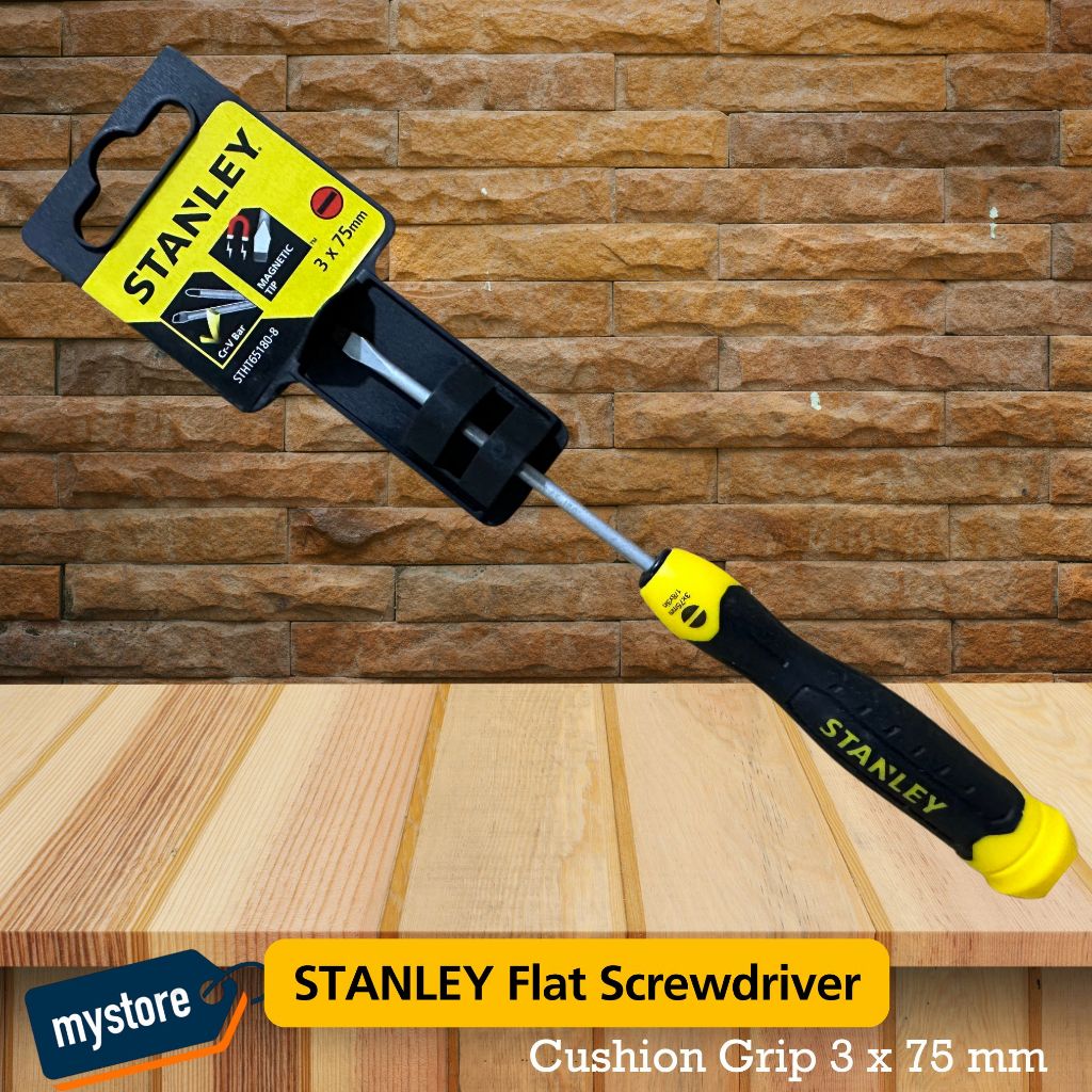STANLEY Cushion Grip Flat Slotted Screwdriver 3 x 75 mm STHT65180-8 ...