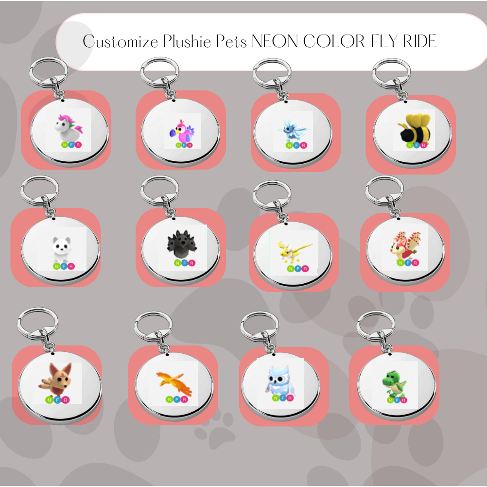 Adopt Me! NEON COLORS Characters Decorative Printed in Keychain ...